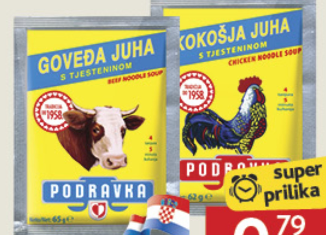 Podravka Juha 62g-65g na akciji u trgovinama Konzum